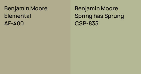 Benjamin Moore Elemental vs. Benjamin Moore Spring has Sprung comparison