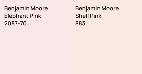 Benjamin Moore Elephant Pink vs. Benjamin Moore Shell Pink comparison