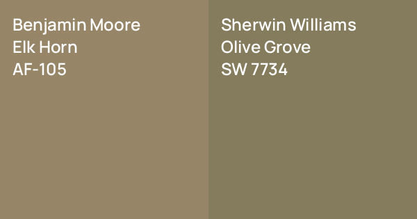 Benjamin Moore Elk Horn vs. Sherwin Williams Olive Grove comparison