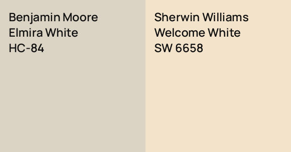 Benjamin Moore Elmira White vs. Sherwin Williams Welcome White comparison