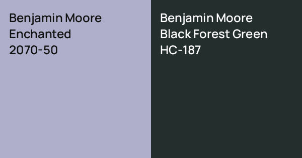 Benjamin Moore Enchanted vs. Benjamin Moore Black Forest Green comparison