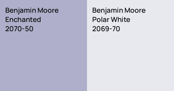 Benjamin Moore Enchanted vs. Benjamin Moore Polar White comparison