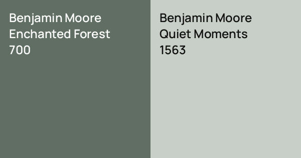 Benjamin Moore Enchanted Forest vs. Benjamin Moore Quiet Moments comparison