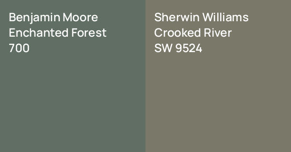 Benjamin Moore Enchanted Forest vs. Sherwin Williams Crooked River ...
