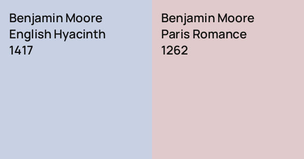 Benjamin Moore English Hyacinth vs. Benjamin Moore Paris Romance comparison