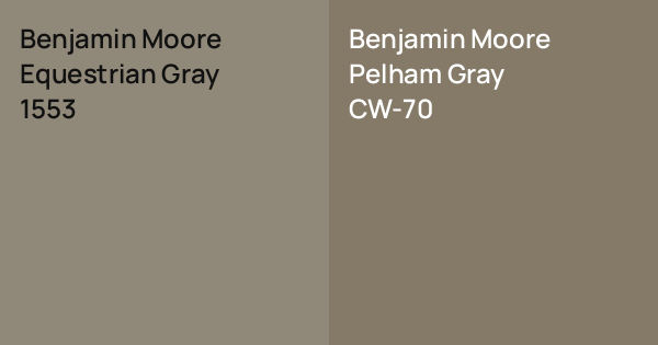 Benjamin Moore Equestrian Gray vs. Benjamin Moore Pelham Gray comparison