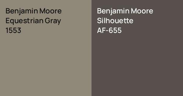 Benjamin Moore Equestrian Gray vs. Benjamin Moore Silhouette comparison