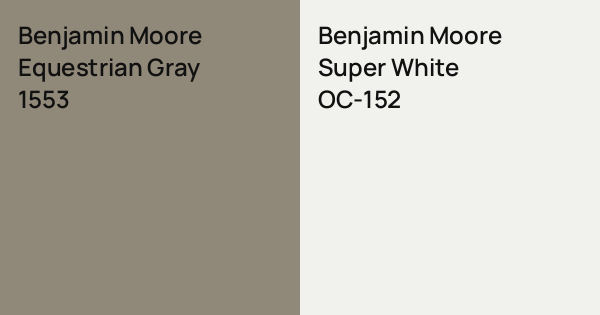 Benjamin Moore Equestrian Gray vs. Benjamin Moore Super White comparison