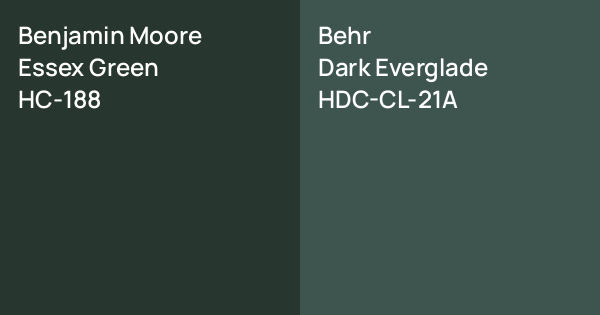 Benjamin Moore Essex Green vs. Behr Dark Everglade comparison