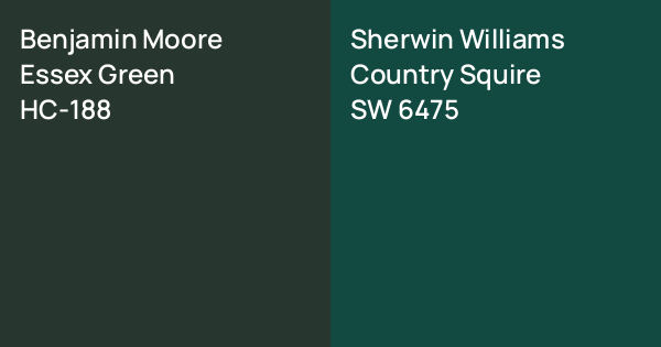Benjamin Moore Essex Green vs. Sherwin Williams Country Squire comparison
