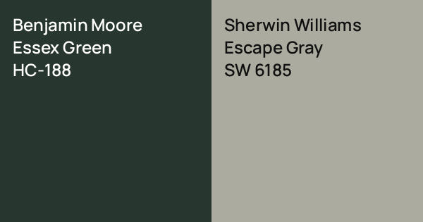Benjamin Moore Essex Green vs. Sherwin Williams Escape Gray comparison