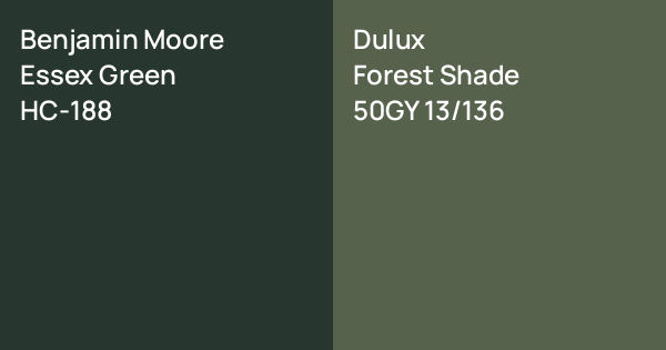 Benjamin Moore Essex Green vs. Dulux Forest Shade comparison