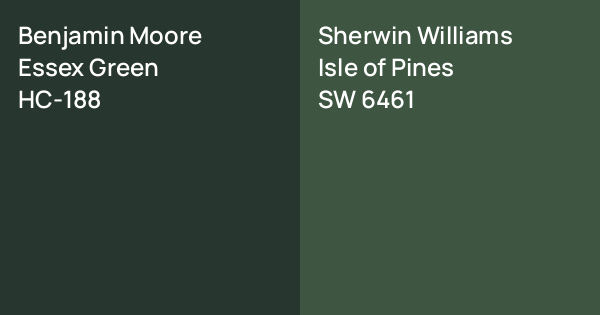 Benjamin Moore Essex Green vs. Sherwin Williams Isle of Pines comparison