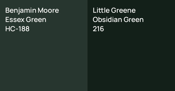 Benjamin Moore Essex Green vs. Little Greene Obsidian Green comparison