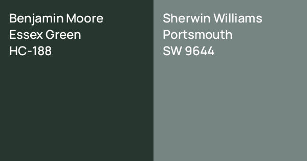 Benjamin Moore Essex Green vs. Sherwin Williams Portsmouth comparison
