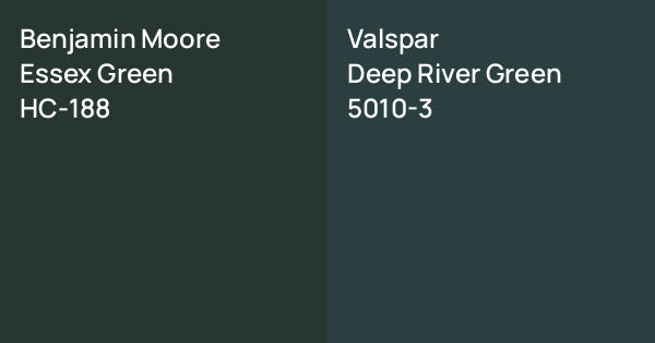 Benjamin Moore Essex Green vs. Valspar Deep River Green comparison