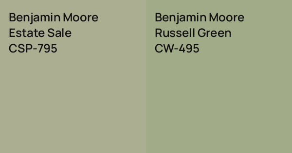 Benjamin Moore Estate Sale vs. Benjamin Moore Russell Green comparison