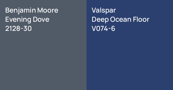 Benjamin Moore Evening Dove vs. Valspar Deep Ocean Floor comparison