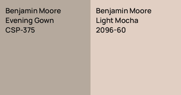Benjamin Moore Evening Gown vs. Benjamin Moore Light Mocha comparison