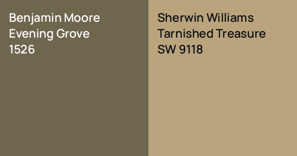 Benjamin Moore Evening Grove vs. Sherwin Williams Tarnished Treasure ...