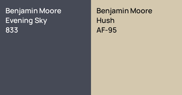Benjamin Moore Evening Sky vs. Benjamin Moore Hush comparison