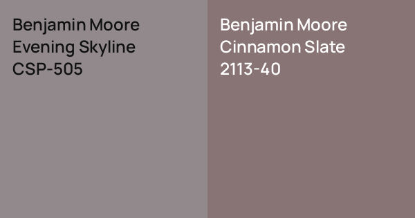 Benjamin Moore Evening Skyline vs. Benjamin Moore Cinnamon Slate comparison