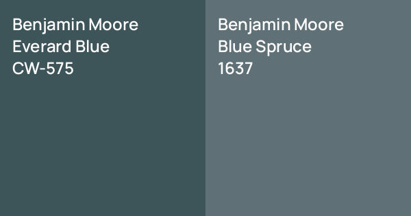 Benjamin Moore Everard Blue vs. Benjamin Moore Blue Spruce comparison