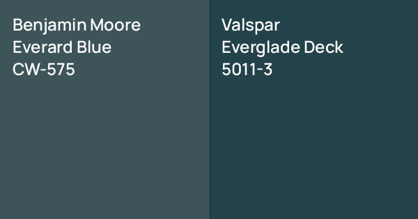 Benjamin Moore Everard Blue vs. Valspar Everglade Deck comparison