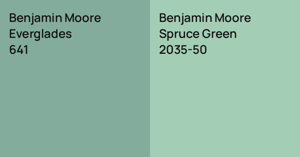 Benjamin Moore Everglades vs. Benjamin Moore Spruce Green comparison