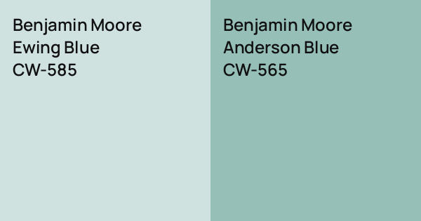 Benjamin Moore Ewing Blue vs. Benjamin Moore Anderson Blue comparison
