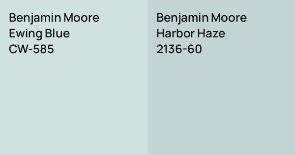 Benjamin Moore Ewing Blue vs. Benjamin Moore Harbor Haze comparison