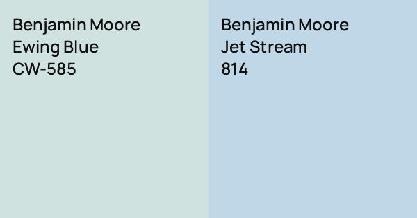Benjamin Moore Ewing Blue vs. Benjamin Moore Jet Stream comparison
