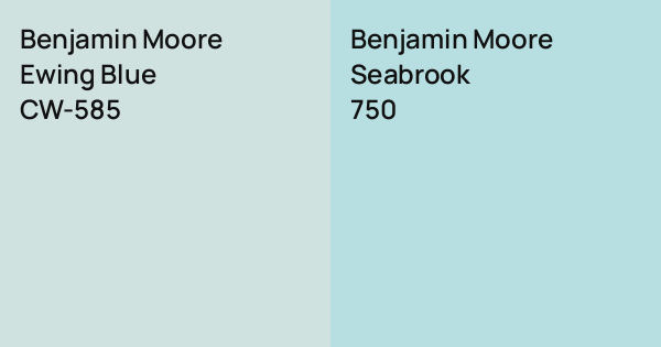 Benjamin Moore Ewing Blue vs. Benjamin Moore Seabrook comparison