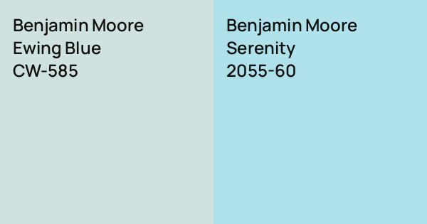 Benjamin Moore Ewing Blue vs. Benjamin Moore Serenity comparison
