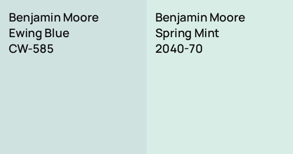 Benjamin Moore Ewing Blue vs. Benjamin Moore Spring Mint comparison