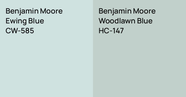 Benjamin Moore Ewing Blue vs. Benjamin Moore Woodlawn Blue comparison