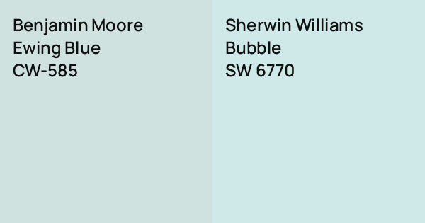 Benjamin Moore Ewing Blue vs. Sherwin Williams Bubble comparison