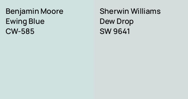 Benjamin Moore Ewing Blue vs. Sherwin Williams Dew Drop comparison