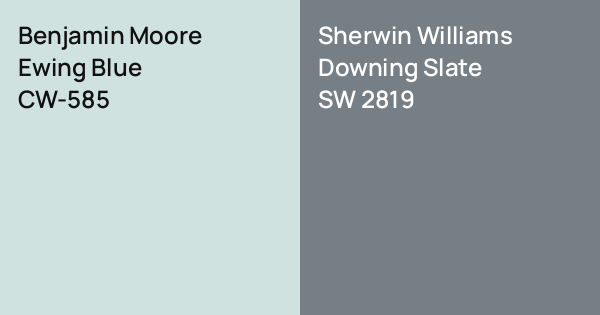Benjamin Moore Ewing Blue vs. Sherwin Williams Downing Slate comparison