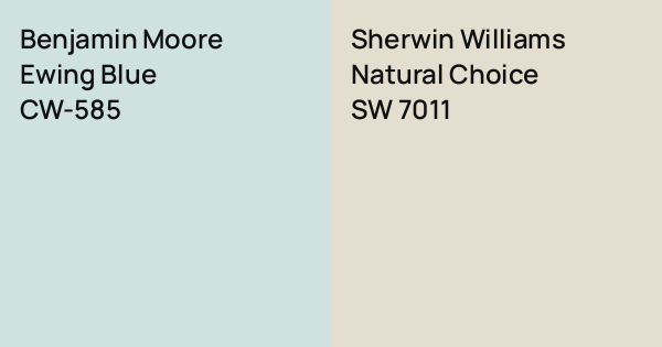 Benjamin Moore Ewing Blue vs. Sherwin Williams Natural Choice comparison