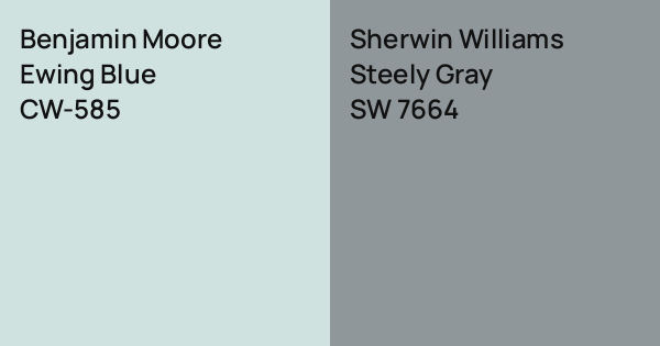 Benjamin Moore Ewing Blue vs. Sherwin Williams Steely Gray comparison