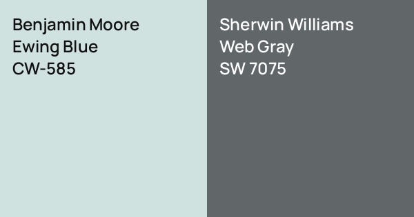 Benjamin Moore Ewing Blue vs. Sherwin Williams Web Gray comparison