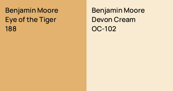 Benjamin Moore Eye of the Tiger vs. Benjamin Moore Devon Cream comparison