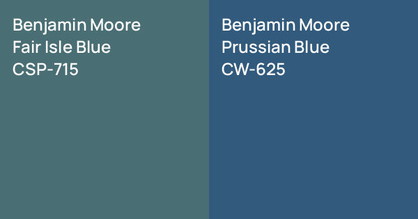 Benjamin Moore Fair Isle Blue vs. Benjamin Moore Prussian Blue comparison