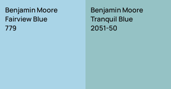 Benjamin Moore Fairview Blue vs. Benjamin Moore Tranquil Blue comparison