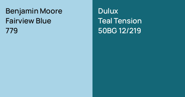 Benjamin Moore Fairview Blue vs. Dulux Teal Tension comparison