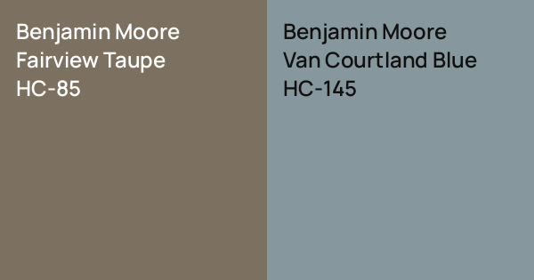 Benjamin Moore Fairview Taupe vs. Benjamin Moore Van Courtland Blue ...