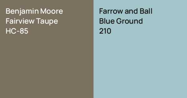 Benjamin Moore Fairview Taupe vs. Farrow and Ball Blue Ground comparison