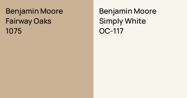 Benjamin Moore Fairway Oaks vs. Benjamin Moore Simply White comparison