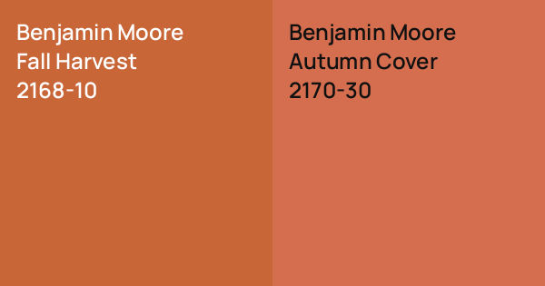 Benjamin Moore Fall Harvest vs. Benjamin Moore Autumn Cover comparison